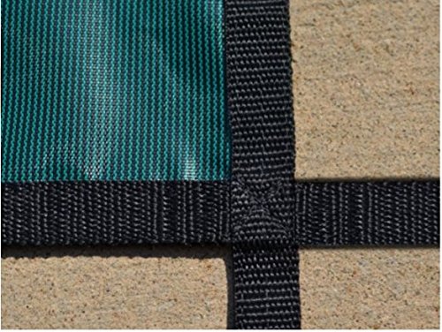 GLI Secur-A-Pool 16 FT X 32 FT Rectangular Mesh Safety Cover System with 3 FT X 8 FT Center End Step, Blue