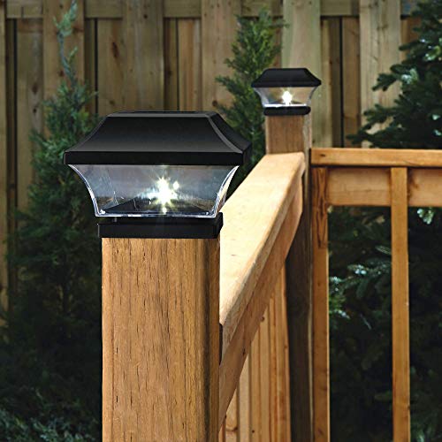 NOMA Solar Post Lights | Waterproof Outdoor Cap Lights for 4 x 4 Wooden, Deck, Patio, Garden, Decor or Fence | Warm White LED Lights, 8-Pack (Black)