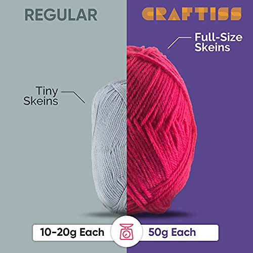 Starter Pack of 12x50g Acrylic Yarn Skeins with Black Yarn Storage Bag Bundle
