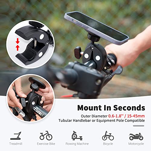 Phone Holder Mount Magnetic Accessories: Fitness Equipment Gym Motorcycle Handlebar, Exercise Bike, Treadmill, Stroller, Cart, for Magsafe iphone 15 14 13 12 Plus Pro Max & All Cellphone Stand Clamp