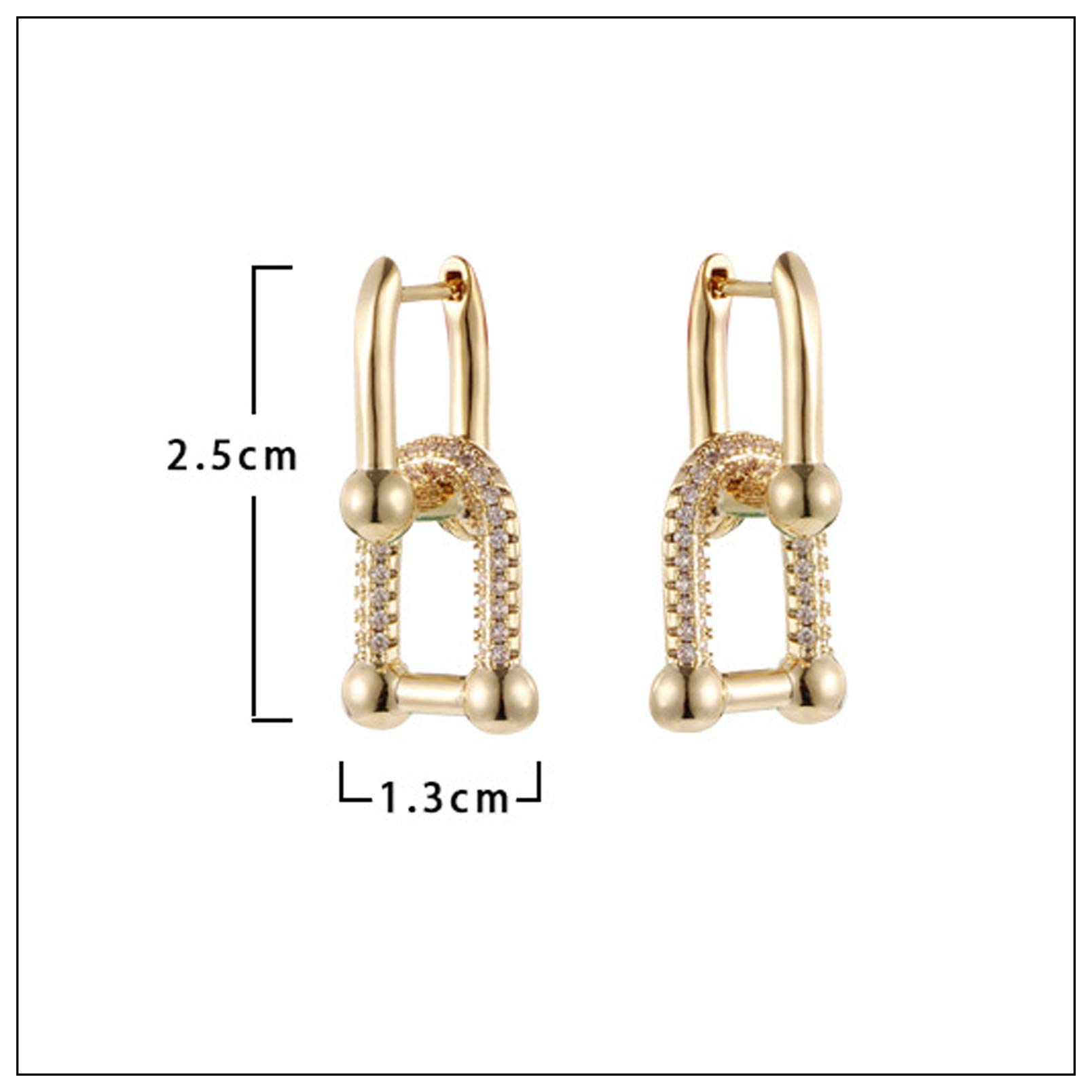Heavstjer Fashion Alloy Hollow Rectangular Earrings Bling Crystal Earrings Geometry Dangle Drop Earrings(Gold)