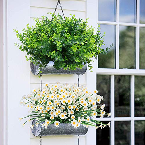 summer flower 10 Pack Artificial Boxwood Stems for Outdoors, Unfading in The Sun Plastic Faux Plants,Fake Foliage Shrubs Greenery for Garden,Office,Patio,Wedding,Farmhouse Indoor Decoration