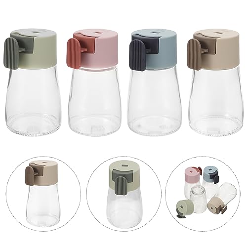 Terrarium Glass Spices Jars 4pcs Barbecue Salt Pepper Sugar Shaker Container Seasoning Shakers Bottles Refillable Bottle Dispenser for Camping Travel Home Glass Containers