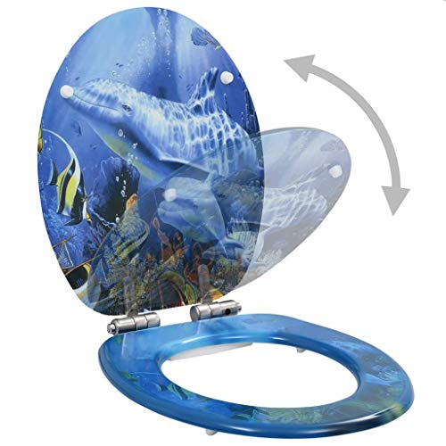 Plumbing Plumbing Fixture Hardware & Parts Toilet & Bidet Accessories WC Toilet Seats 2 pcs with Soft Close Lids MDF Dolphins Design