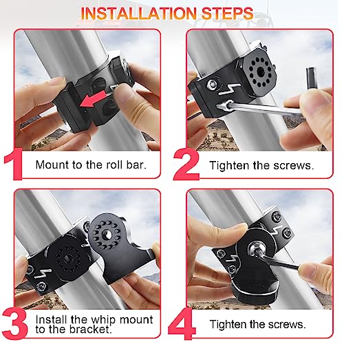 UTV Flag Mount- StarknightMT Adjustable Heavy Duty UTV Whip Mount for 1.75"-2" Roll Bar Compatible with Polaris RZR 1000 XP 900 Pro Can-Am Maverick x3 Pioneer 1000 Talon 1PC