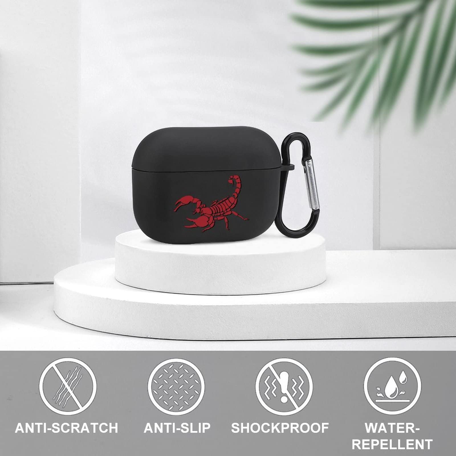 Red Scorpion Funny Case Compatible with AirPods Pro Earbuds Headset Protective Holder Cover with Hanging Keychain