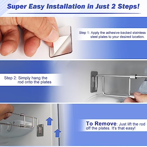 RV Secure Adjustable Bars | Tension-Style 12.5-22.3" Stainless Steel Rods | Food&Drink Stabilizers for RV Refrigerator | Prevents Spills&Mess During Travel | Essential RV&Camper Accessories (2 Pack)