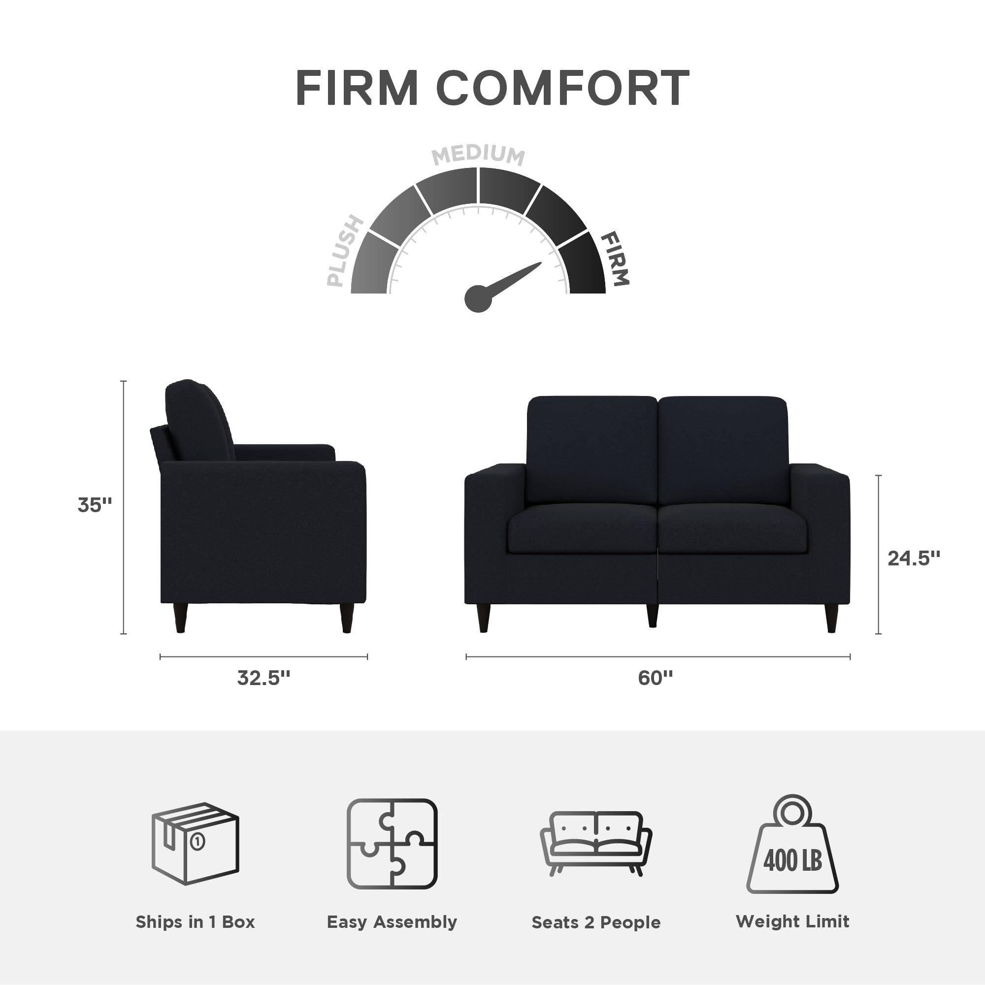 REALROOMS Coral Loveseat 2 Seater Upholstered Sofa, Green Velvet