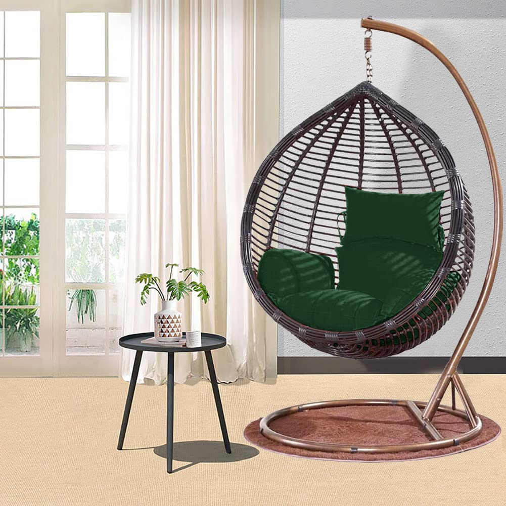 Srutirbo Egg Chair Cushion Replacement, Foldable Waterproof Hanging Basket Swing Chair Cushion with Headrest,Outdoor Porch Backyard Patio Hammock Swing Replacement Cushions (Dark Green)
