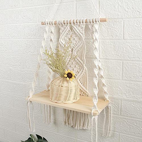 Ywreeddace Macrame Wall Hanging Shelf,Handmade Boho Rope Plant Hanger Holder for Decor