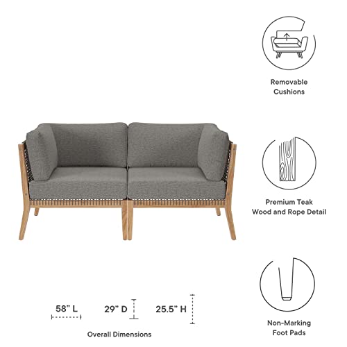 Modway Clearwater Love Seats, Loveseat, Gray Graphite