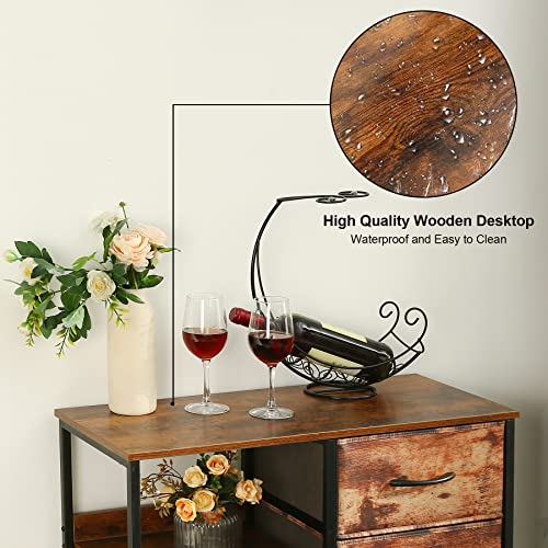 Vasfarok Nightstand End Table with Fabric Storage Drawer and Open Wood Shelf, Bedside Furniture with Steel Frame, Side Table for Bedroom, Dorm, Easy Assembly