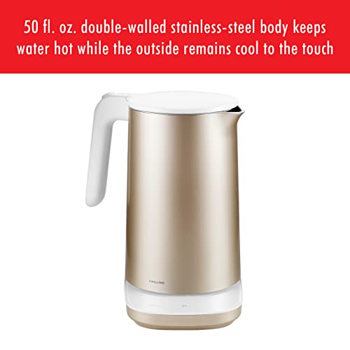 ZWILLING Enfinigy 1.56-qt Cool Touch Electric Kettle Pro, Cordless Tea Kettle, Gold
