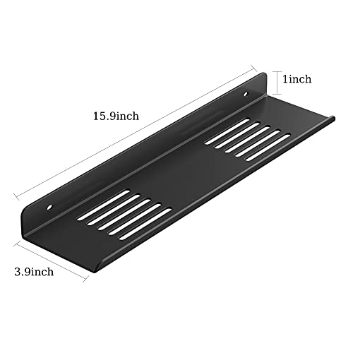 SDlemeiy Floating Shelves Wall Mounted Bathroom Shelf,Wall Mounted Hanging Shelves,Metal Display Wall Shelf,Wall Mounted,Carbon Steel Material (Black, 15.9inch)