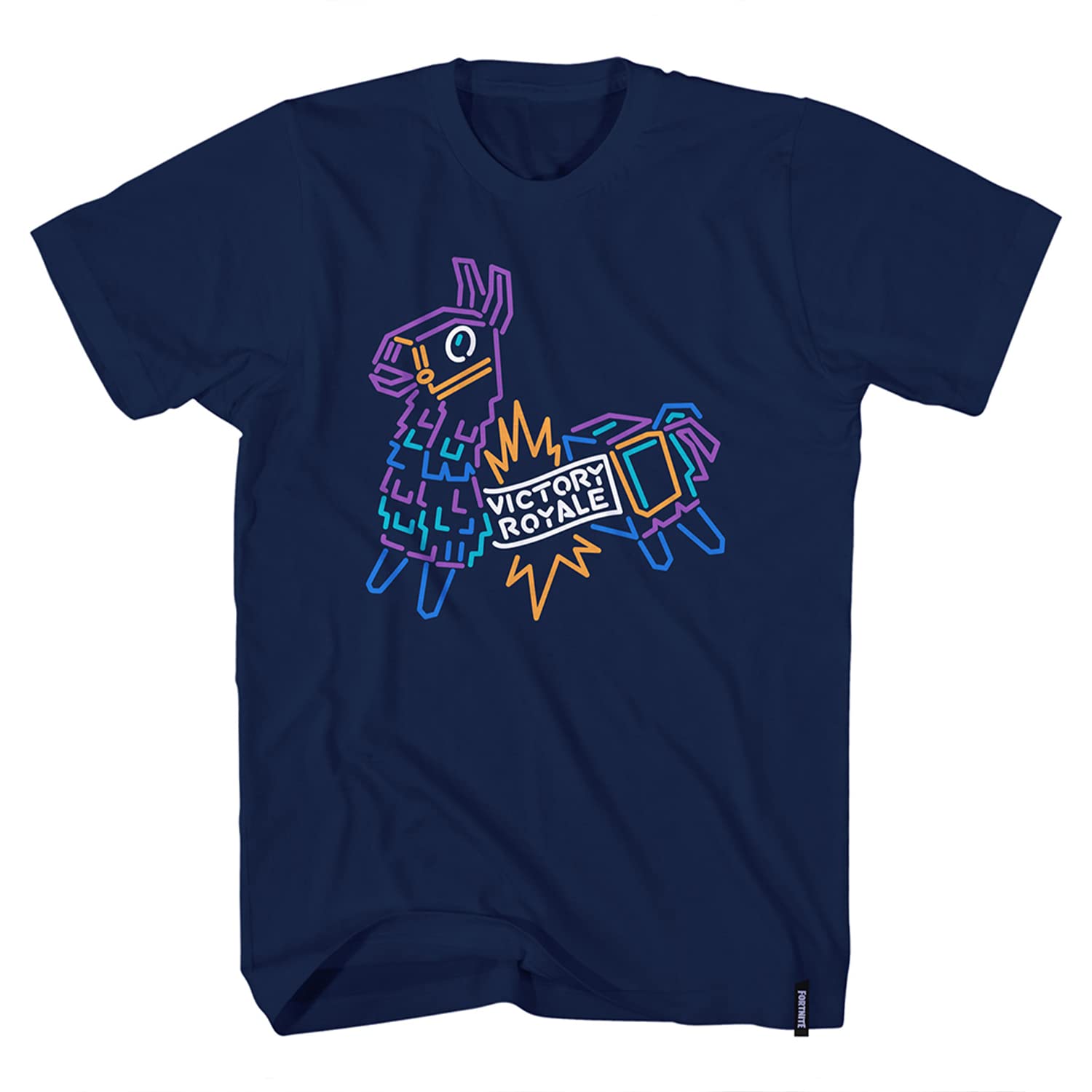FORTNITE Boys Video Game Shirt - Squad Up, Llamas, Cuddle Team, Durr Burger, Guaco's Tacos T-Shirt (Navy Llama, Large)