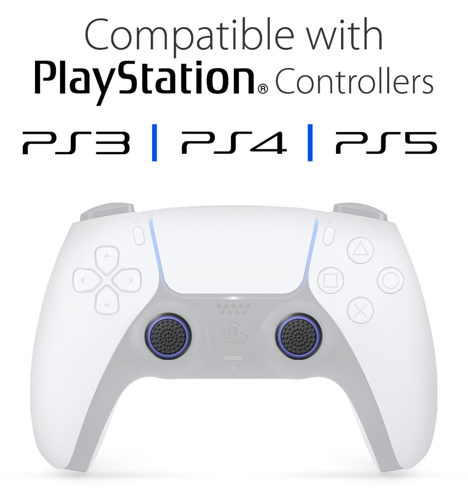 Fosmon (Set of 4) Analog Stick Joystick Controller Performance Thumb Grips Compatible with PS5, PS4, Xbox One, Xbox Series X/S, Nintendo Switch Pro (Black/Blue)