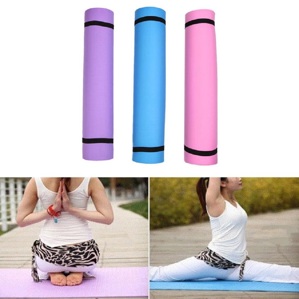 Forgun Durable 4mm Thickness Yoga Mat Non-Slip Exercise Pad Health Lose Weight Fitness (Blue)