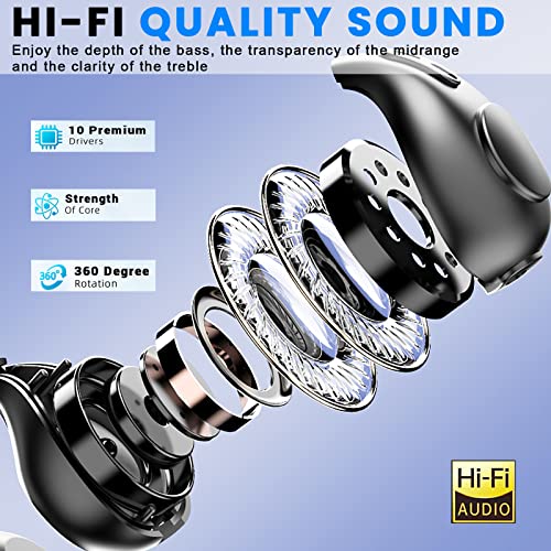 Mudtun Ear Clips Ear Buds Open Ear Bluetooth Headphones Bone Conduction Earbuds for Small Ear Canals, Clip on Earbuds Mini Light-Weight Open Ear Earbuds for Sports Running Cycling Workout, Blue