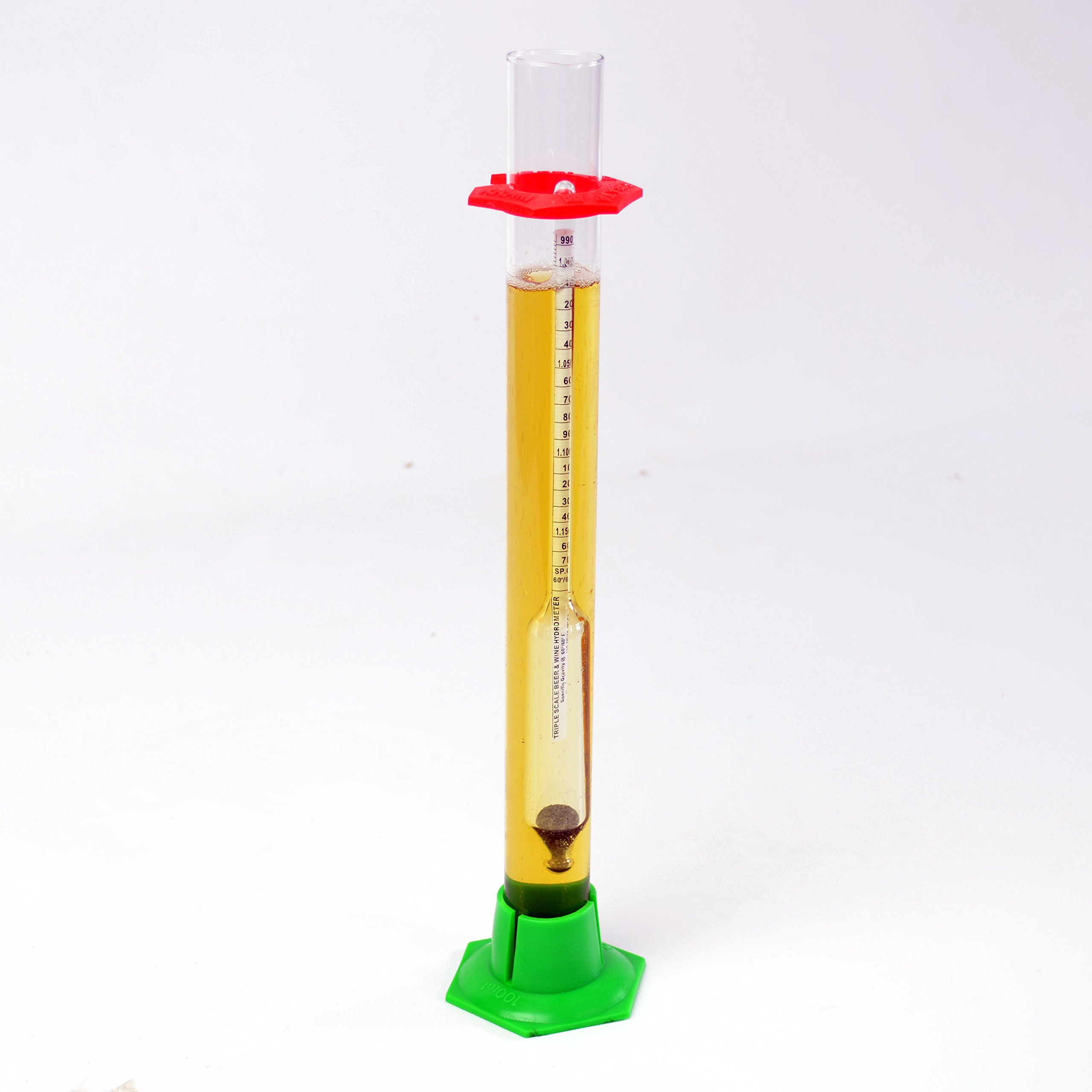 Triple Scale Hydrometer and 13" Glass Hydrometer Test Jar with Stand with Safety Bumpers Home Brewing Beer Brewing Wine Making