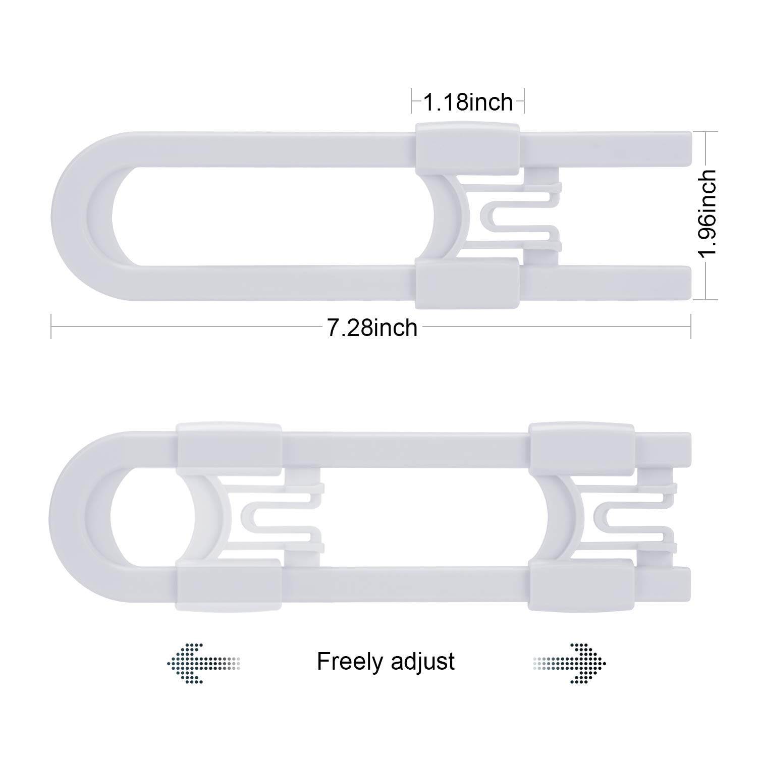 Goodv White U Shape Adjustable Baby Proof Cabinet Lock Security Child Safe at Home Multi-use for Closet Drawer Dresser (10)
