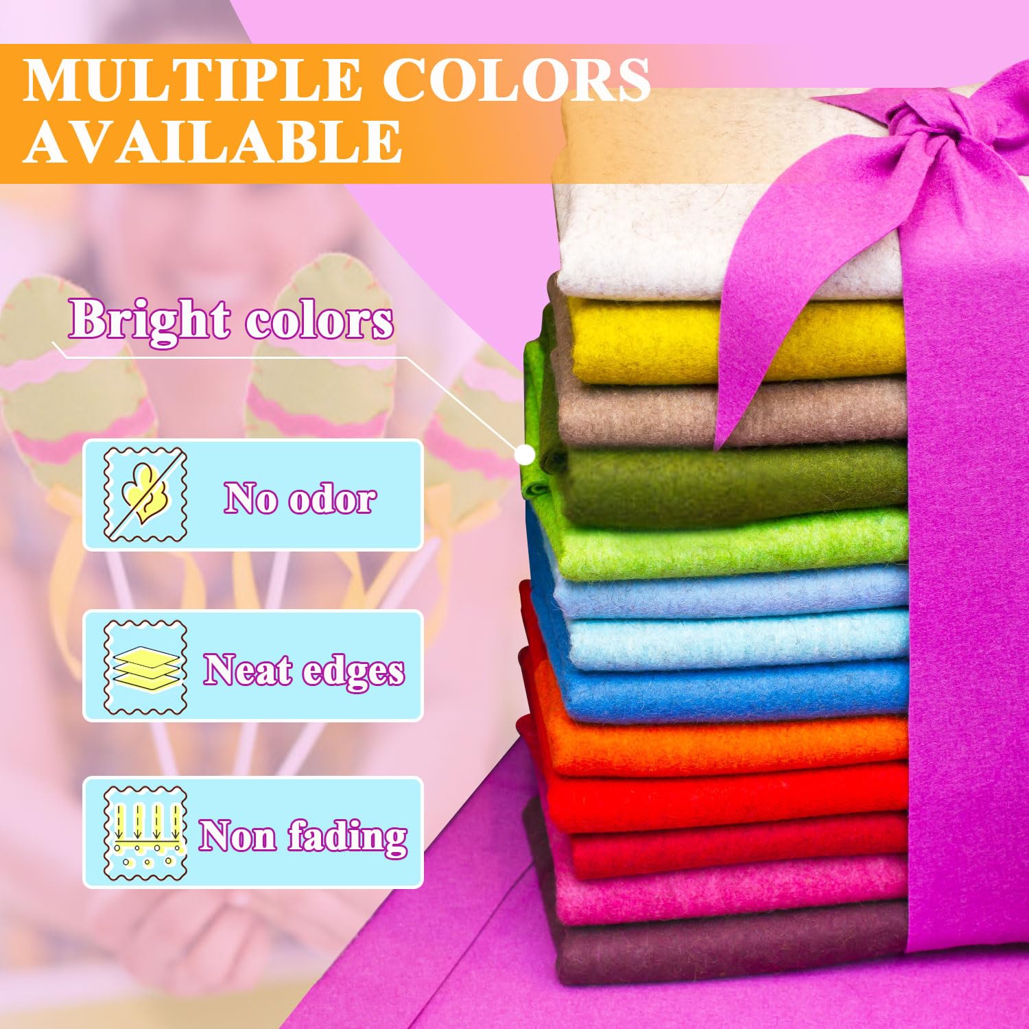 Orange Felt Fabric 72" X 18"(Half Yard), 1.6mm Thick Soft and Durable Flexible Craft Acrylic Felt by The Yard for Sewing DIY Art Craft Project Decorations