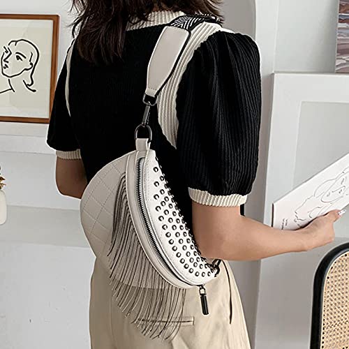Heidi Women's Small Studs Crossbody Handbag Fashion Shell Shape Shoulder Messenger Bag (White)