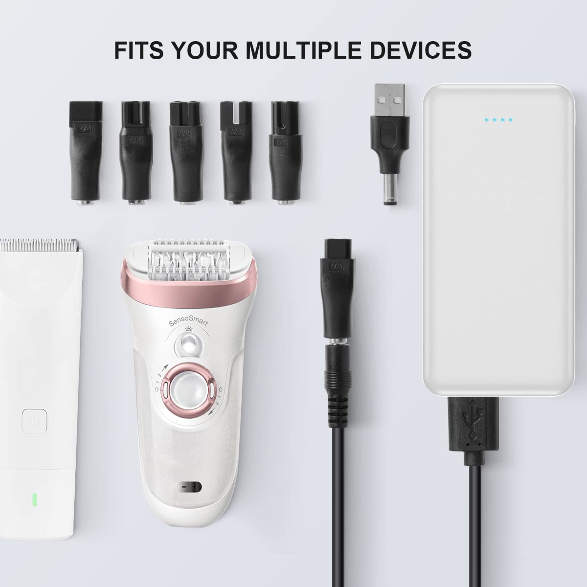 LANMU 5V Power Cord with Charger Adapters Compatible with Philips Norelco Shavers,SURKER Clippers, Beauty Instruments, Beard Trimmers, Replacement HQ8505 Power Cord and DC Charging Cable