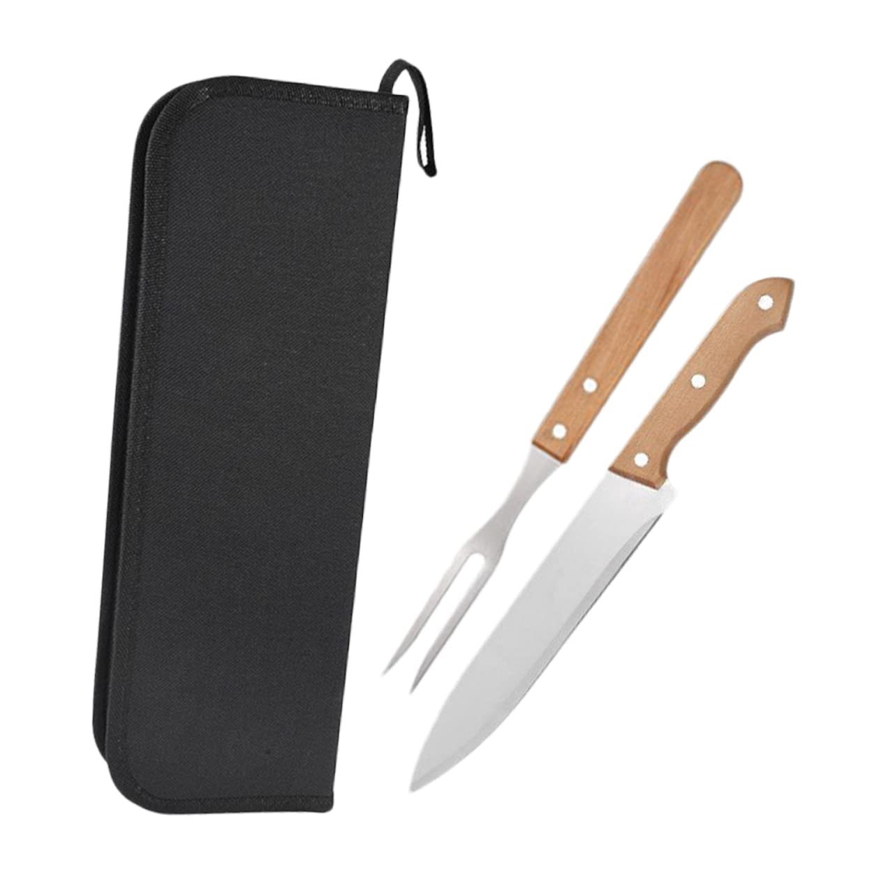 GANAZONO 3 Sets Barbecue and Fork Tools Brisket Slicing Knives for Slicing Meats Barbecue Kitchen Fork Kitchen Roast Fork Barbecue Supplies Wooden Handle Portable Travel