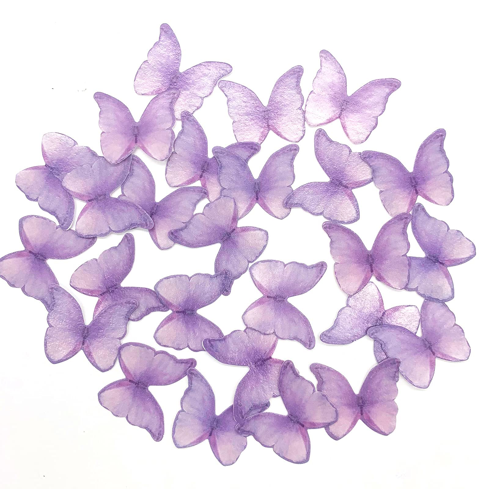 GEORLD Edible Wafer Paper Butterflies Set of 48 Purple Cake Decorations, Cupcake Topper