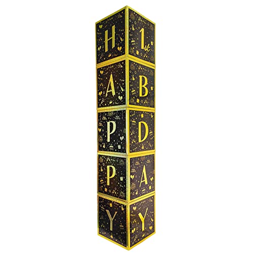 UNIIDECO Birthday Letter Boxes for Party, Black and Gold Birthday Decorations with Number and Letters for 1st 2nd 16th 21th 30th 40th 50th 60th 70th 80th 90th 100th Birthday Decor