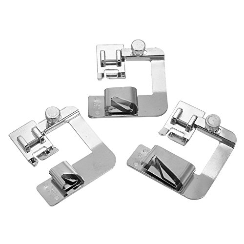 YEQIN 3 Piece Rolled Hem Presser Foot Set Wide Hemmer Foot Set Includes 1/2β, 3/4" and 1β Presser Feet Compatible with Singer, Brother, Babylock, Euro-Pro, Janome and More Low Shank Sewing Machine