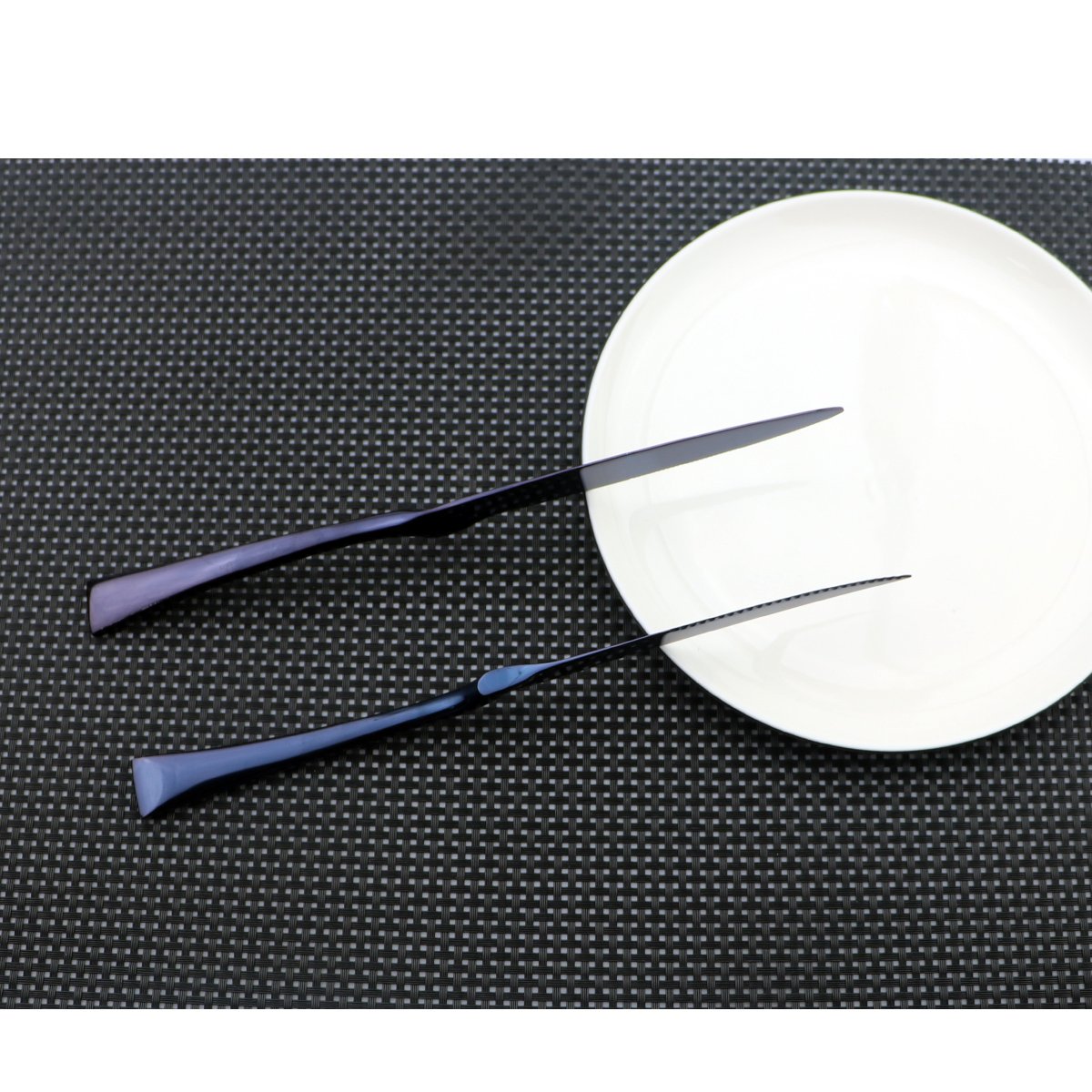 Uniturcky Flatware Set 18/10 Stainless Steel Mirror Polished Blue Cutlery - Silverware Utensil Set of Serrated Steak Knife Dinner Fork Knife Spoon Salad Fork Dessert Spoon,24 Piece Service for 4