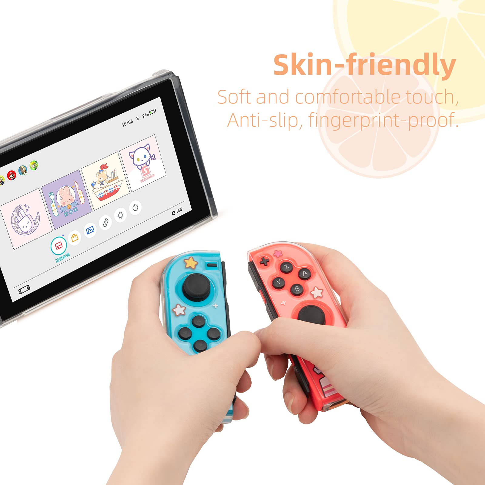 GeekShare Protective Case Slim Cover Case Compatible with Nintendo Switch and Joy-Con - Shock-Absorption and Anti-Scratch -Sweet Tea A