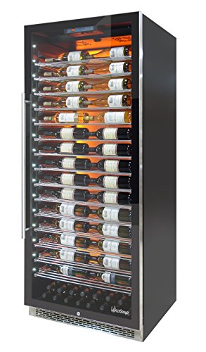 Vinotemp EL-300COMM Cellar Cooler Refrigerator, Built-in or Freestanding Wine Fridge with Touchscreen Temperature Control Glass Door and Safety Lock, 188 Bottle, Black