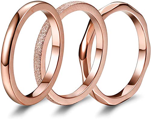 Ganga Jewells 3Pcs 2mm Eternity Stackable 925 Silver Band Rings Statement Wedding Ring For Women Shiny And Hammered Rings Silver, 4-11