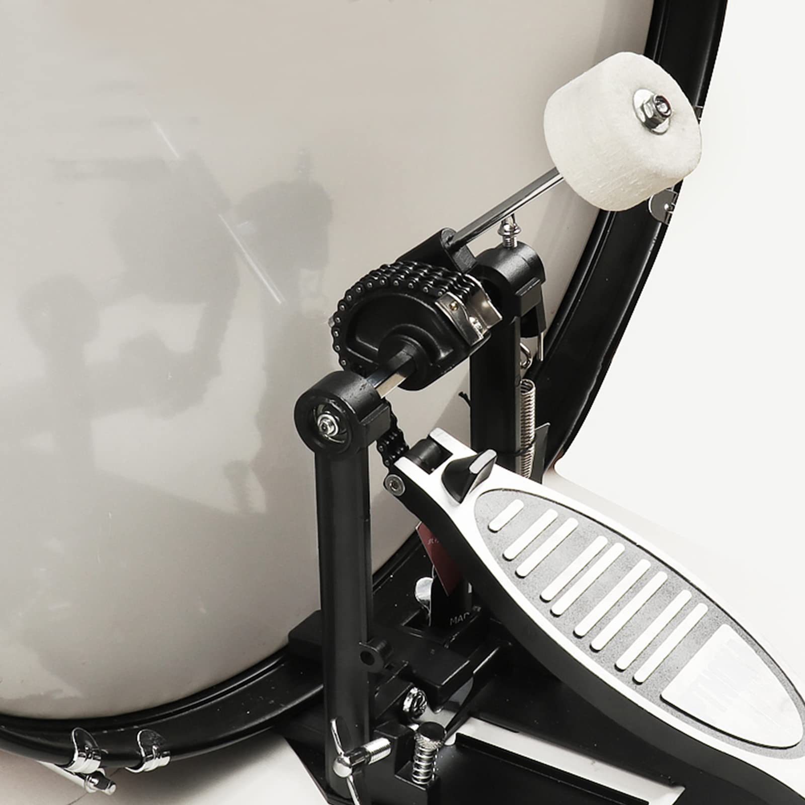Lanzeuta Bass Drum Beater White Felt Kick Drum Beater with Stainless Steel Shaft Percussion Instrument Accessory Part - 2 Pcs