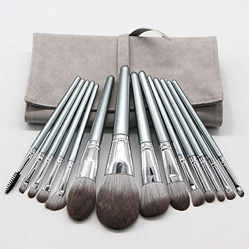 REHOC 14Pcs Brushes Set Cosmetic Foundation Blush Eye Shadow Lip Wooden Make Up Brush Tool Kit