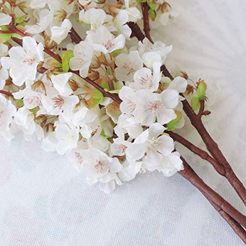 Yinhua 39 Inch Artificial Cherry Blossom Branches Flowers Stems Silk Tall Fake Flower Arrangements for Home Wedding (Cherry Blossom, Pack of 3)
