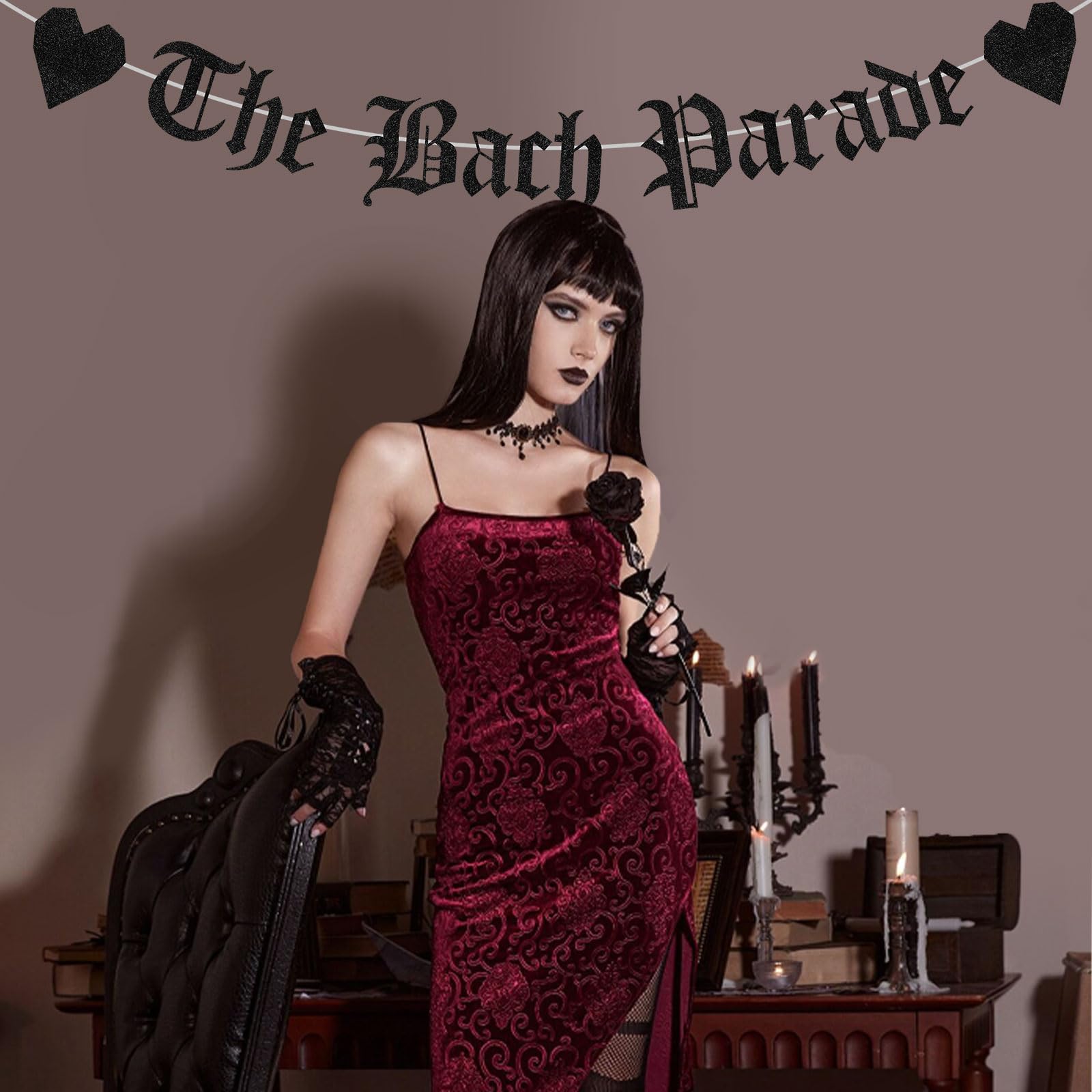 Sursurprise Gothic Bachelorette Party Decorations, The Bach Parade Banner, Old English Emo Bridal Shower Engagement Wedding Bahelor Party Supplies