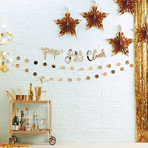 Ginger Ray Gold Shaped Hanging Fan Decorations, 3 Pack, Metallic Star