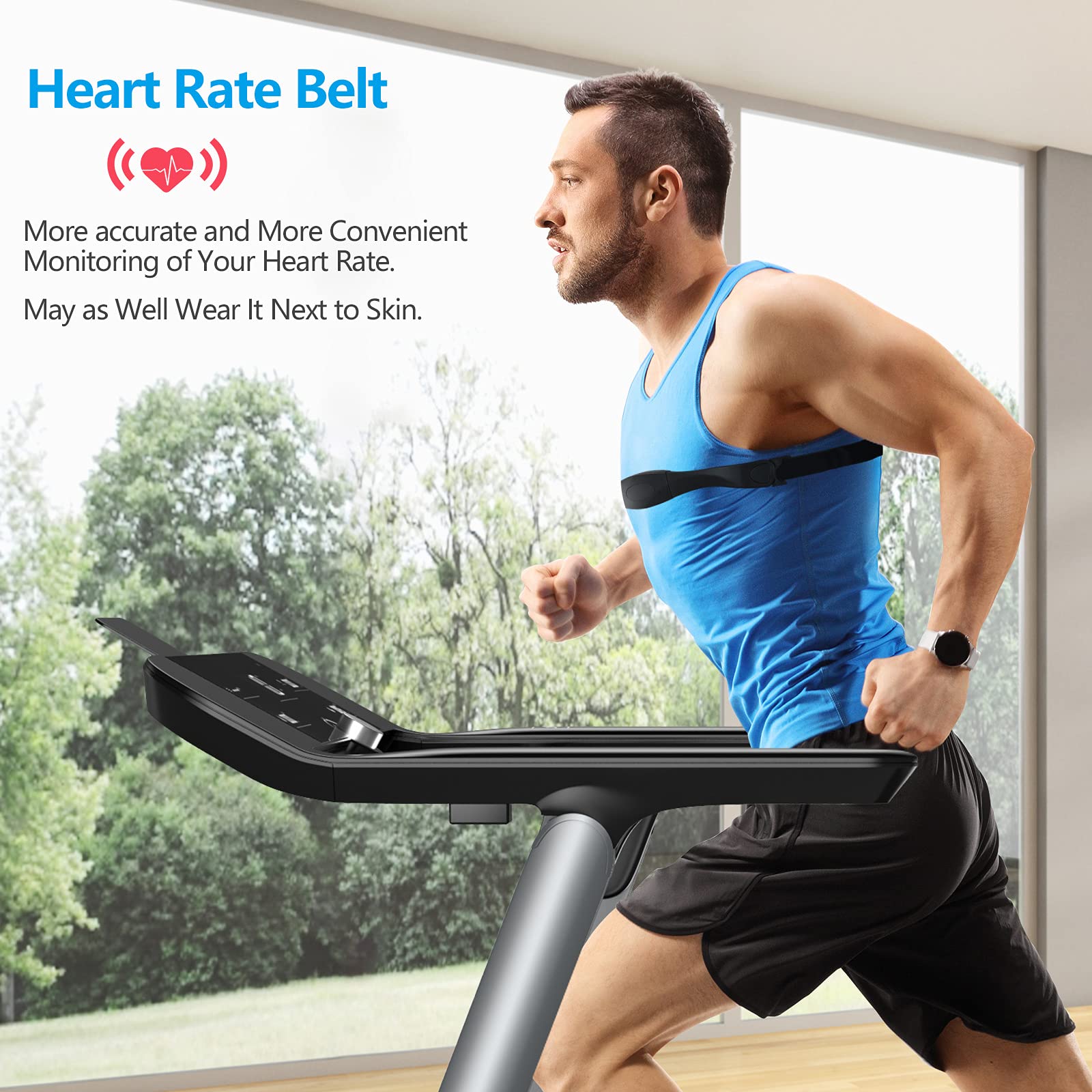 GYMAX Folding Treadmill, Italy Designer Electric Treadmill with Heart Rate Belt, LED Display, Quick Speed Switch Button, Freestanding Home Gym Running Machine for Small Space