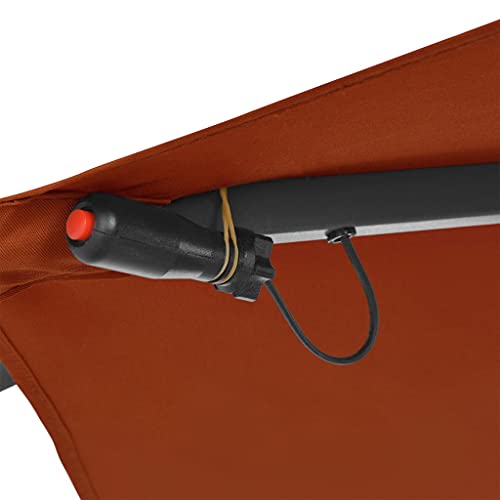 SunshineFace Cantilever Umbrella with LED Lights, Solar Powered Outdoor Market Patio Table Umbrella with LED Lights and Tilt(Brown, 137.8"x110.2")