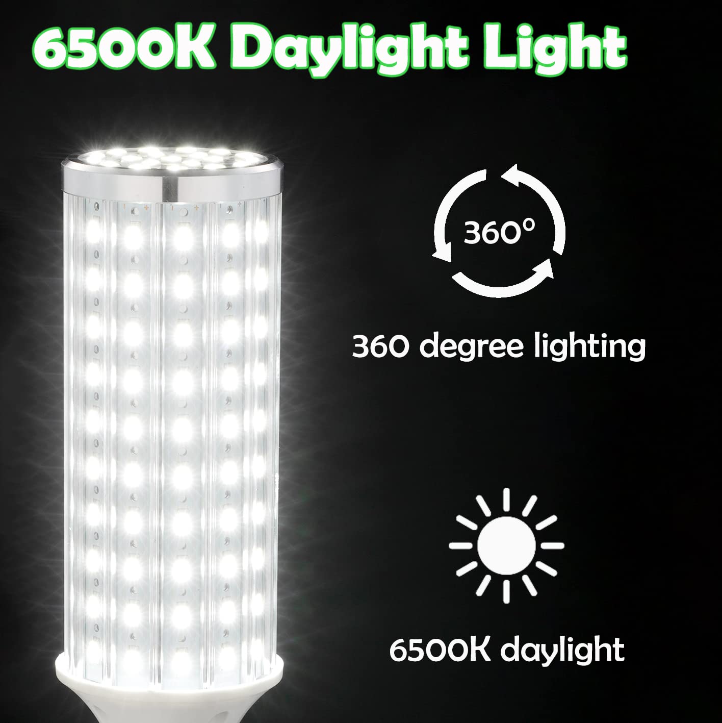 HengBo 40W LED Corn Light Bulb, 150W Equivalent E26 Medium Screw Base 6500K Daylight Non-Dimmable LED Studio Light Bulb Lamp for Garage Warehouse Factory Photography Video Studio Lighting