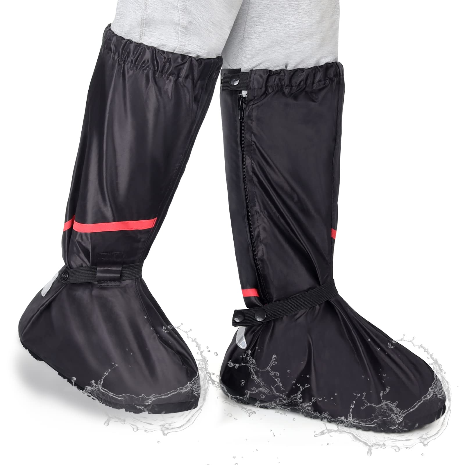 HEKEDES Waterproof Shoe Covers(Thickened), Reusable & Foldable Rain Boot Shoe Cover with Zipper, Non-Slip, Rain Gear for Men Women