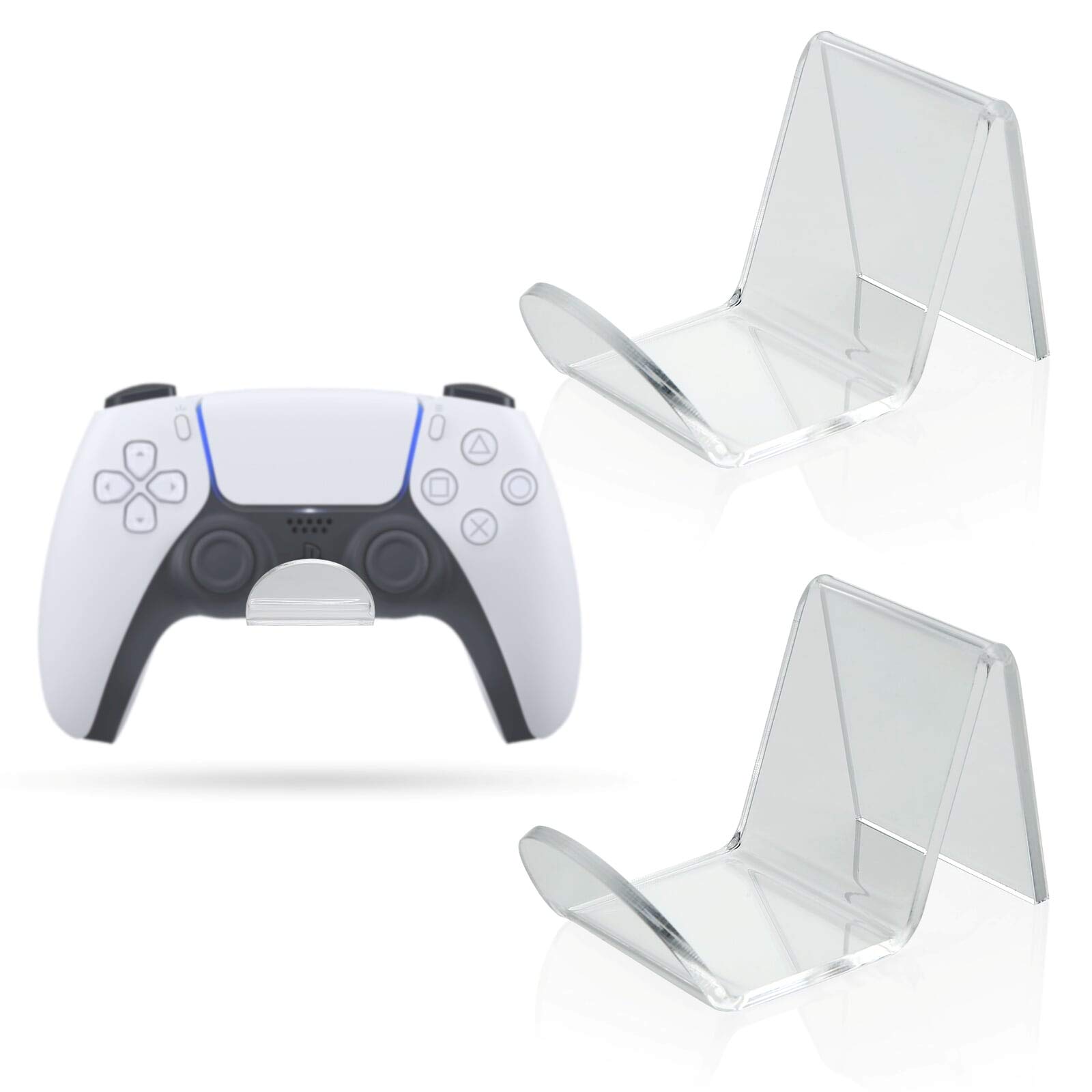 Game Controller Holder Stand Wall Mount(2 Pack) compatible for PS5,Xbox Series X,Xbox Series S,Xbox SS,Xbox SX,PS4,Xbox One,PC Controller - Universal Controller Accessories with Cable Clips - Stick on
