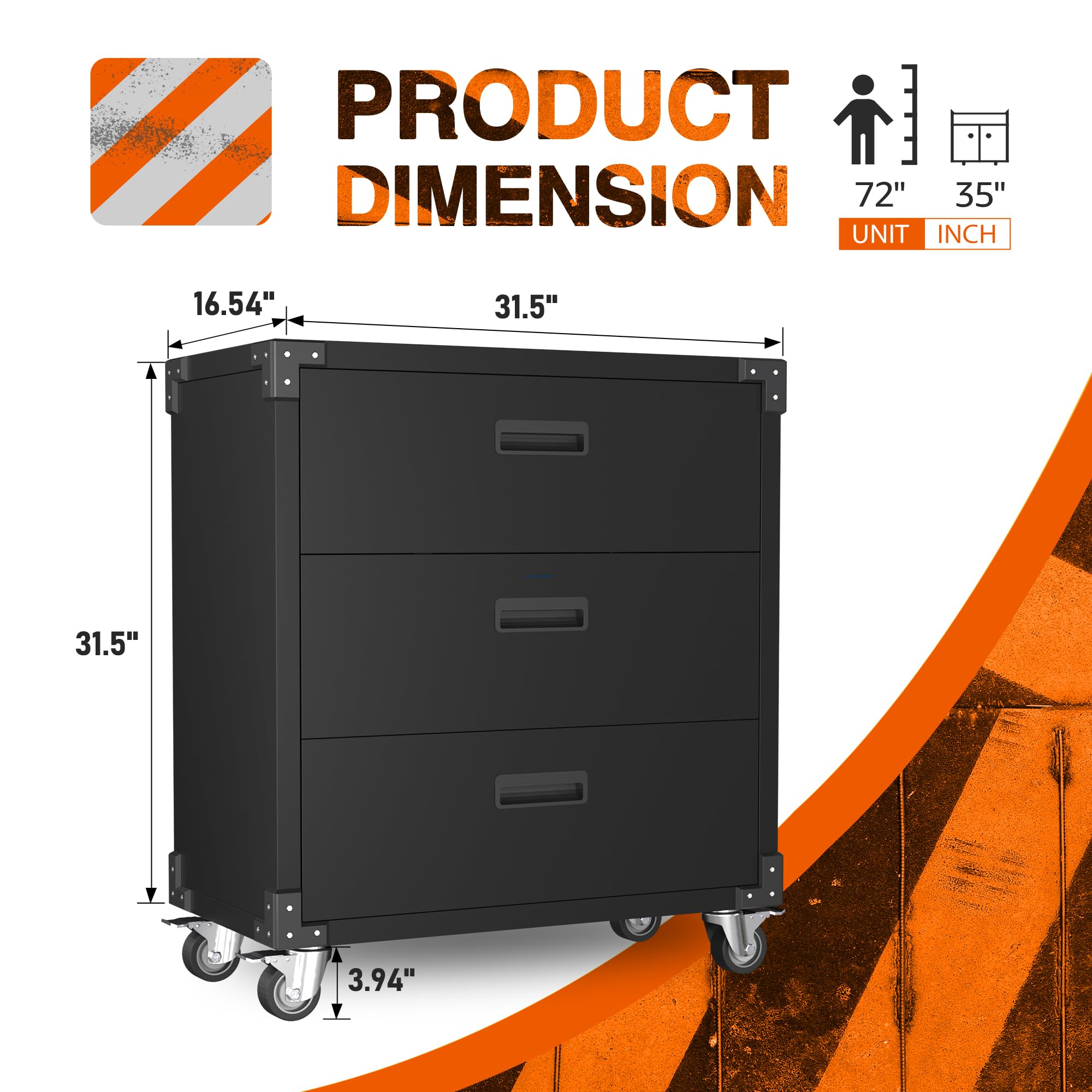 SUXXAN Garage Storage Cabinet, Tool Cabinets for Garage, 2 Door Tool Cabinet on Wheels, Locking Steel Storage Cabinet with 2 Adjustable Shelves for Garage, School, Warehouse,Assembly Require(Black)