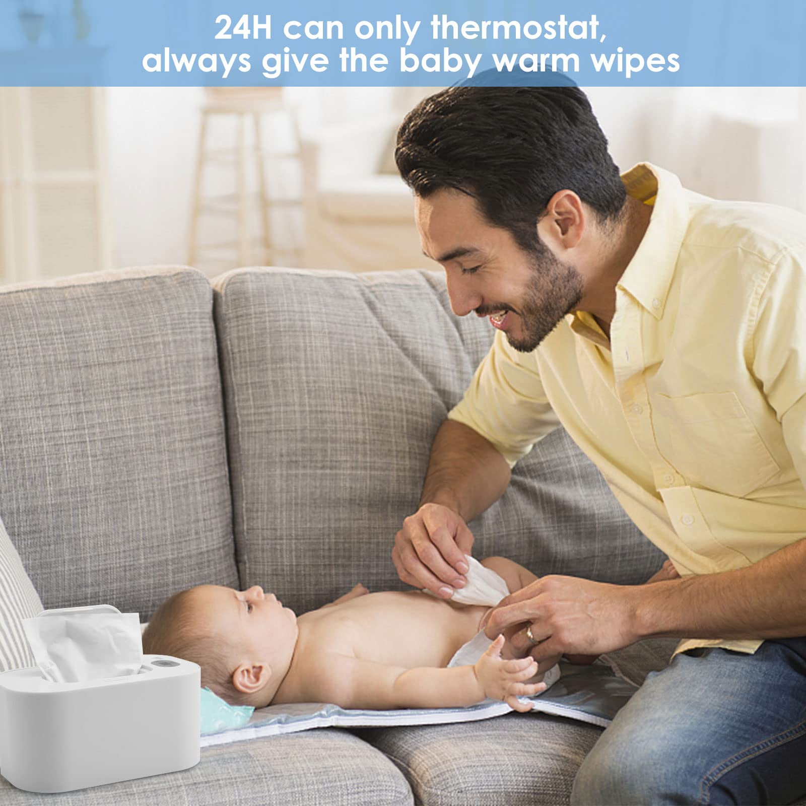 Rehomy Baby Wipe Warmer and Dispenser with Adjustable Temperature USB Charging Wet Wipes Warmer