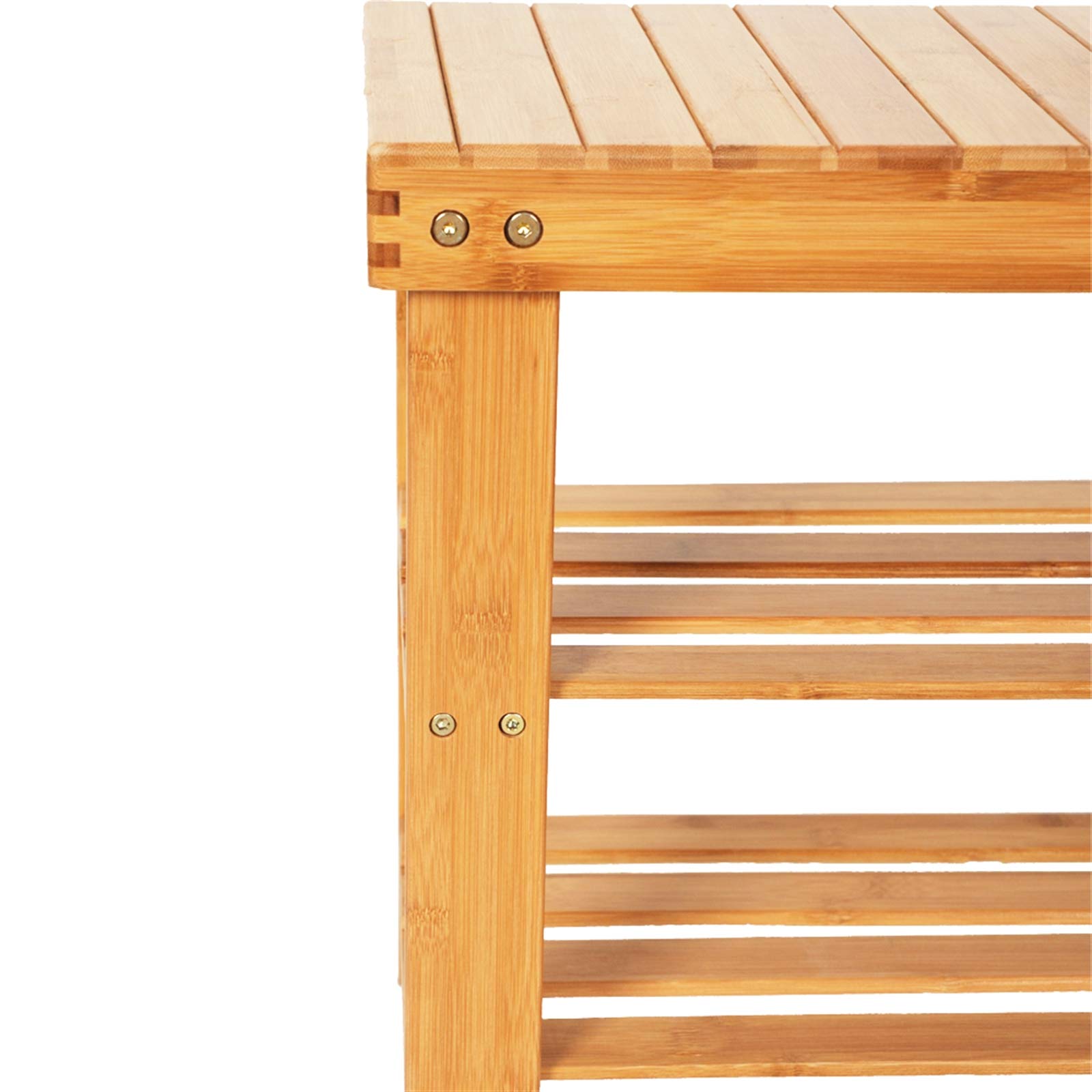 Flymatic Bamboo Shoe Rack Bench, 3 Tier Sturdy Shoe Organizer, Storage Shoe Shelf, Holds up to 500lbs for Entryway Bedroom Living Room Balcony, Bamboo