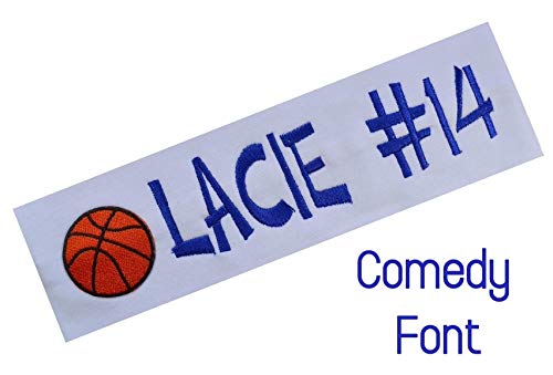 Funny Girl Designs Personalized Monogrammed Embroidered Basketball Patch Cotton Stretch Headband