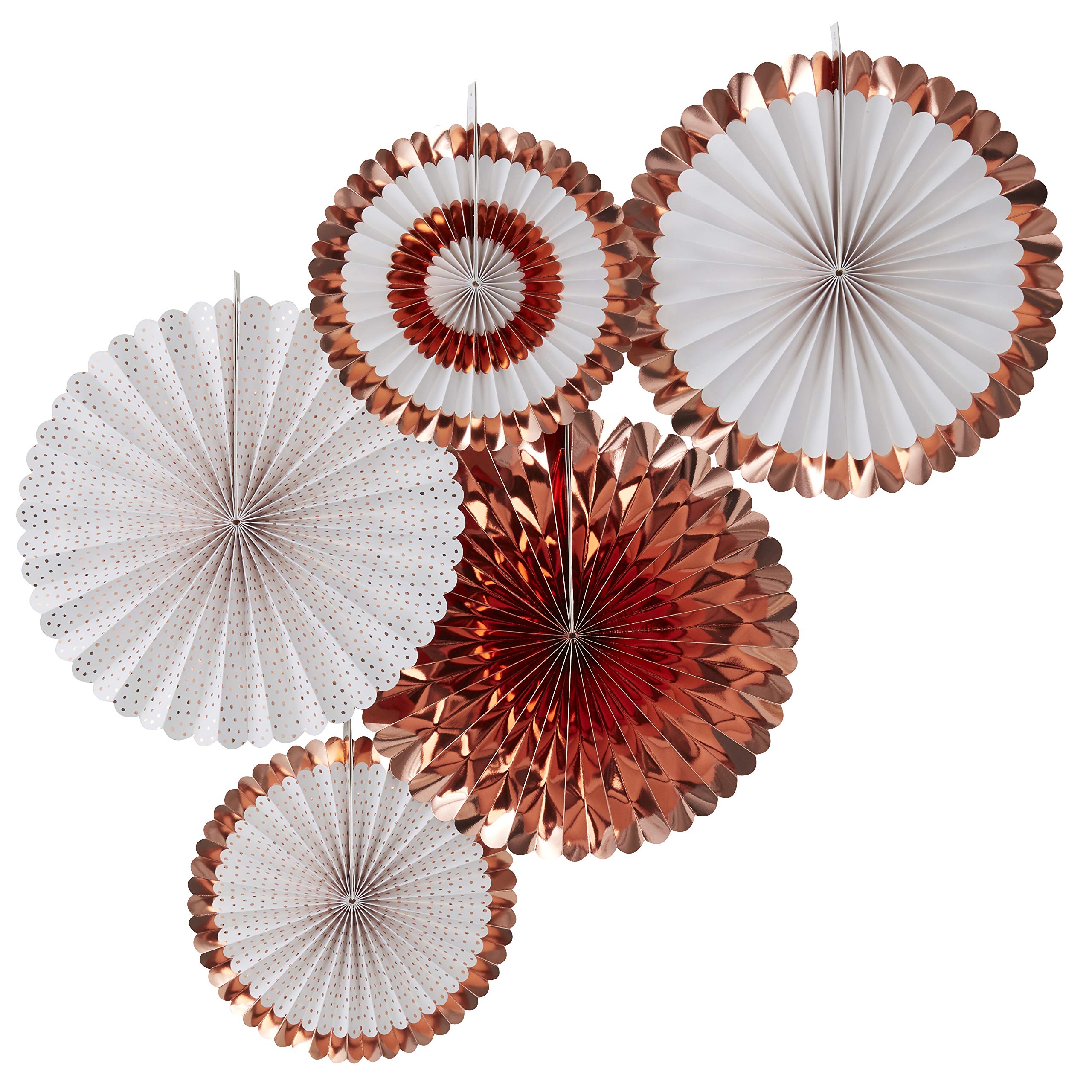 Ginger Ray Rose Gold Foiled Pin Wheel Fan Party Celebration Decorations 5 Pack